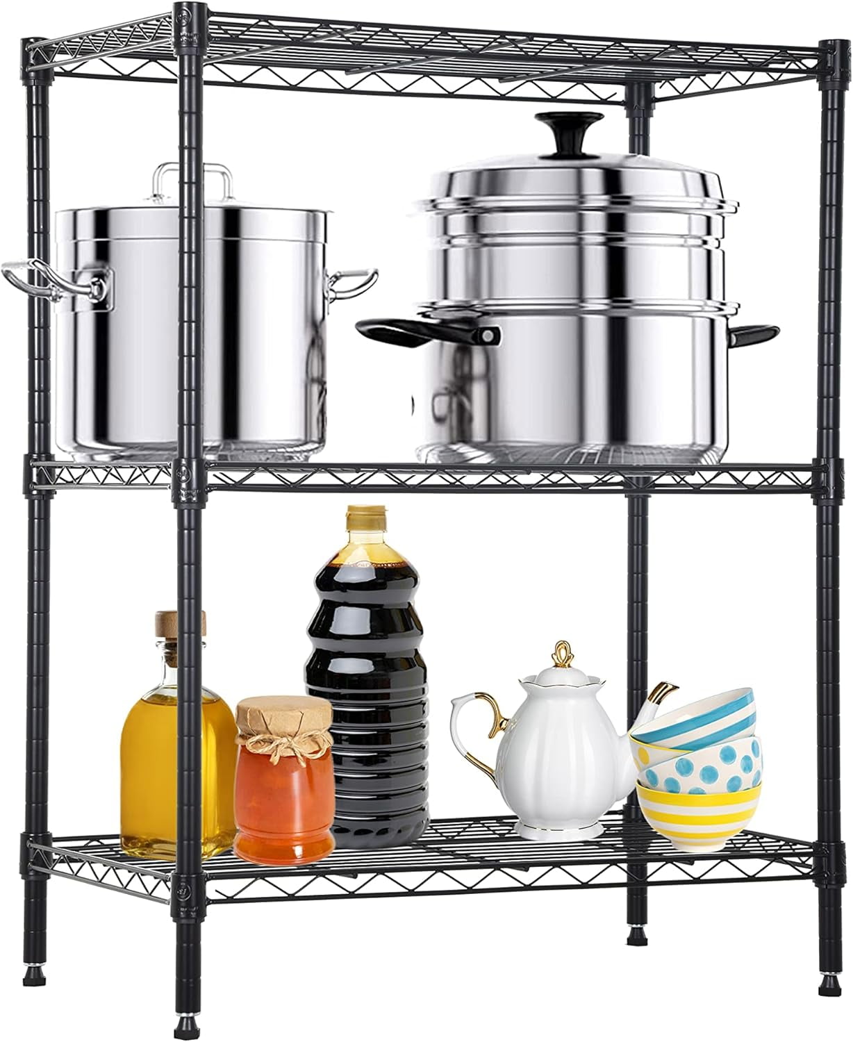 3 Tier Shelf Organizer Kitchen Shelving Bathroom Organizer Metal Wire ...