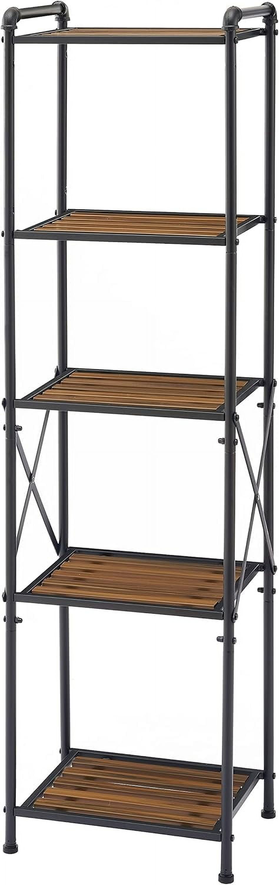 5 Tier Bathroom Shelf Free Standing Shelf Unit, Narrow Display Shelf ...