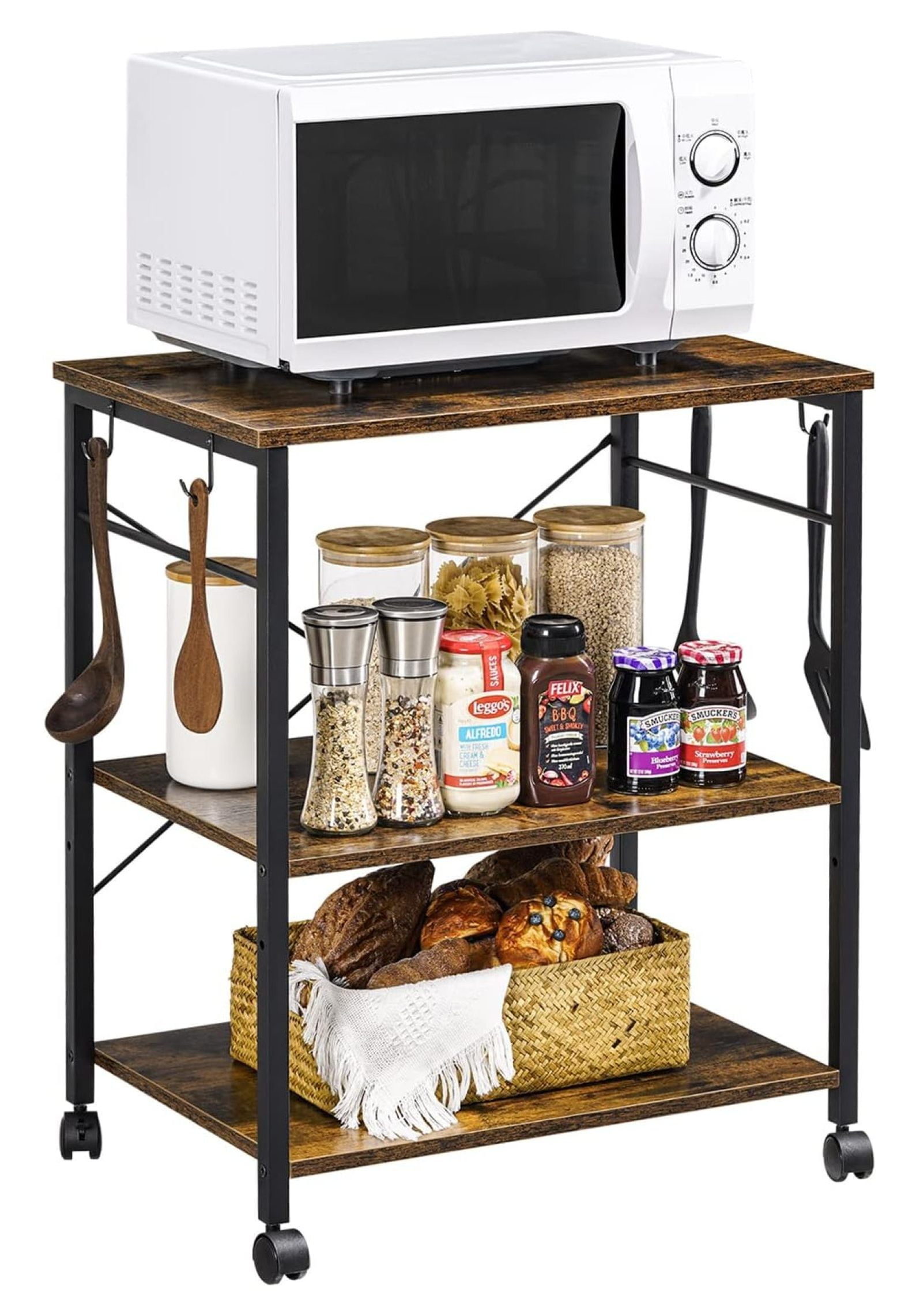 3-Tier Shelves, Microwave cart, Kitchen Stand Baker's Rack, Standing ...
