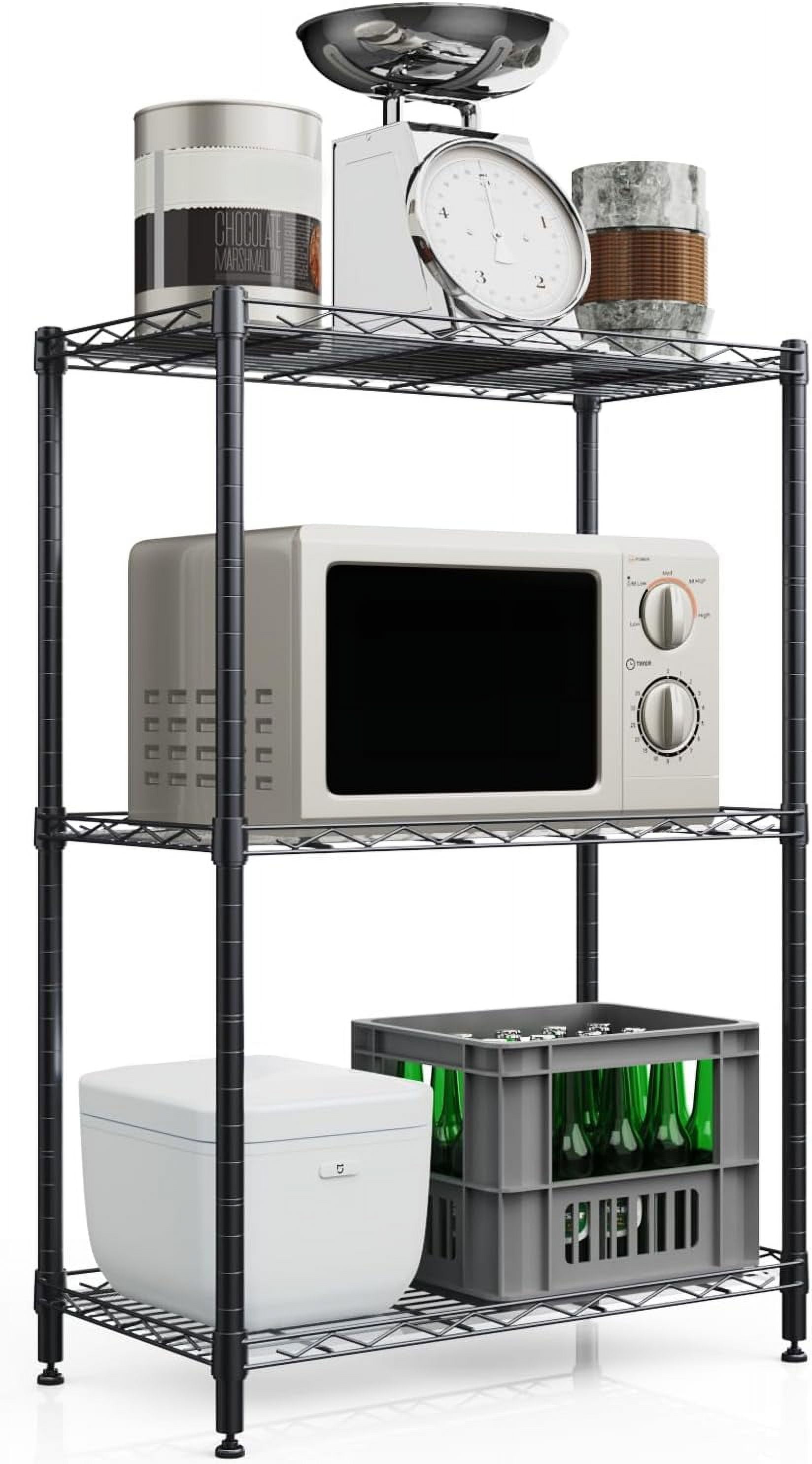 3 Tier Shelves Storage, Wire Shelf Unit, Standing Adjustable Metal ...