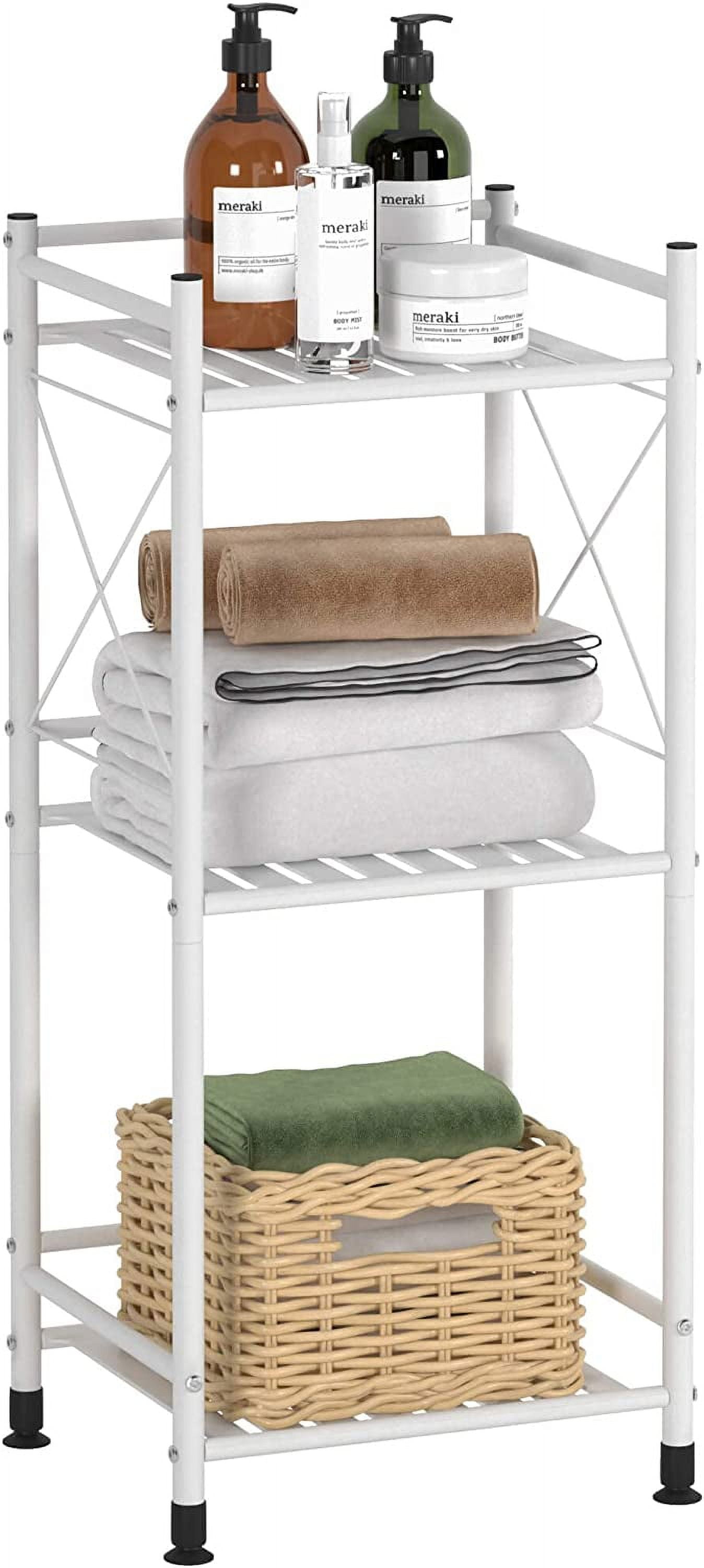 3 Tier Shelving Unit, Freestanding Bathroom Storage Shelves, Metal ...