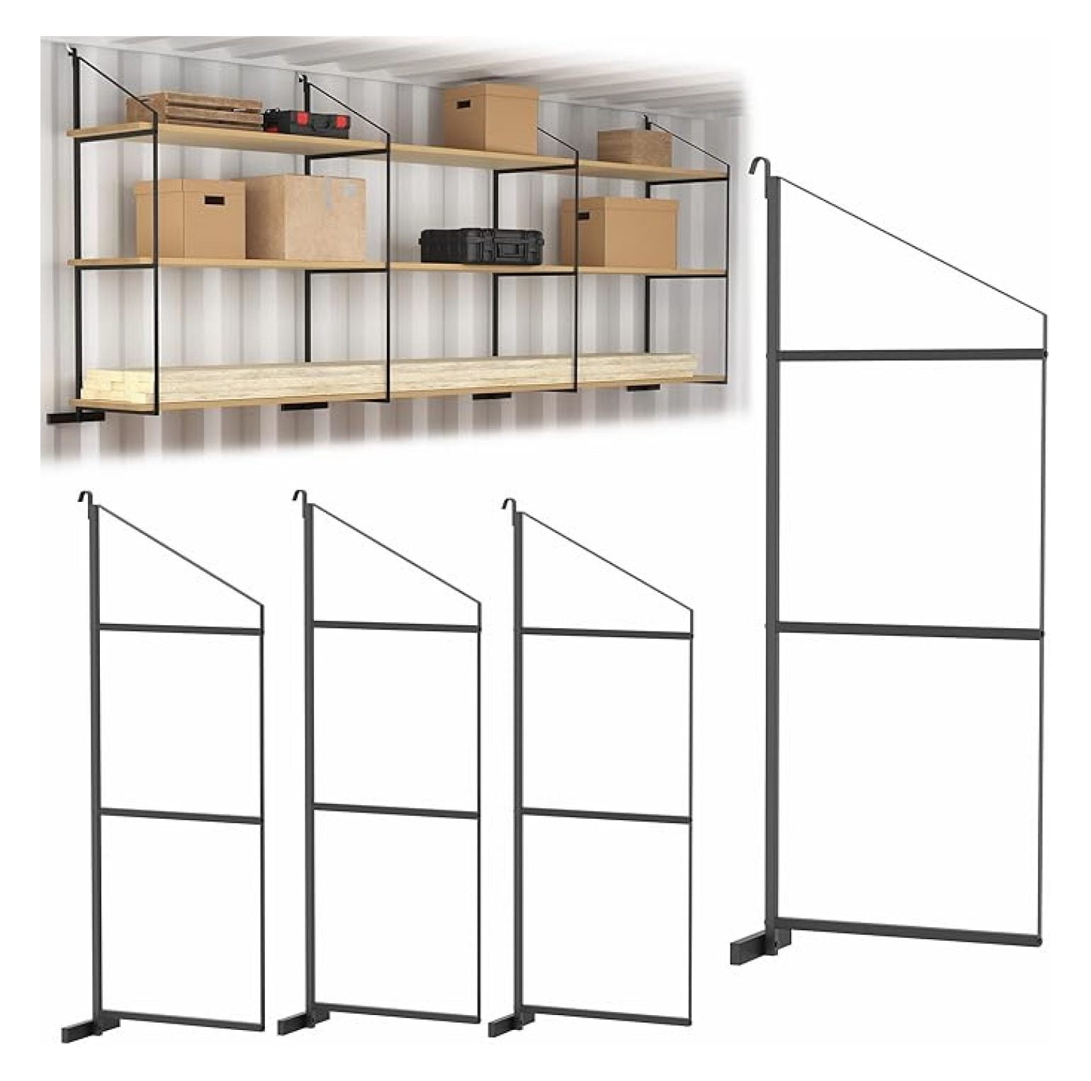 3-Tier Shipping Container Accessories Shelving Brackets, 4 Pack, Holds ...