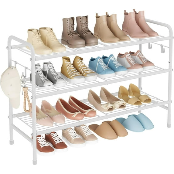 3 Tier Shoe Rack 33" Wide Shoe Organizer Long Shoe Storage with 4 Side ...