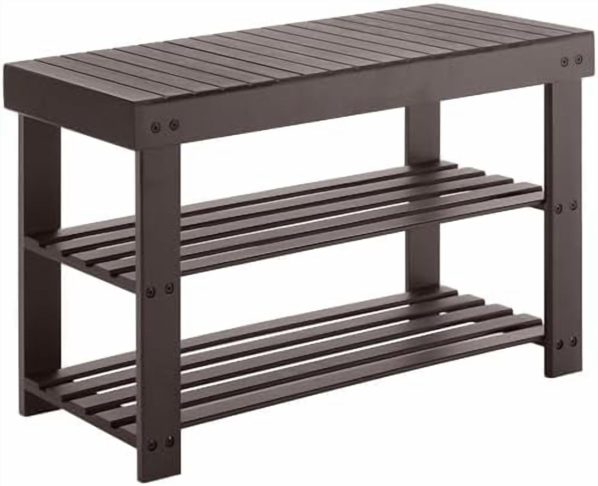 3-Tier Shoe Rack Bench, Bamboo Entryway Storage Organizer, Shoes Stand ...