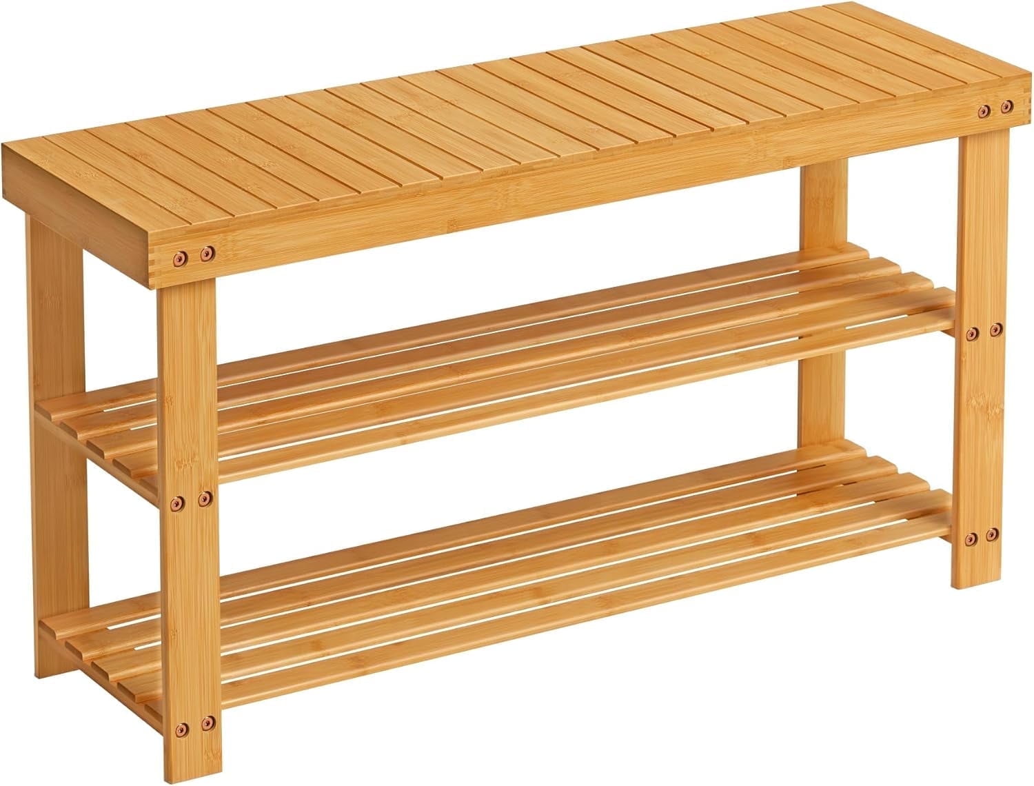 SONGMICS 3-Tier Shoe Rack Bench, Natural Bamboo, Holds 286 lb - Walmart.com