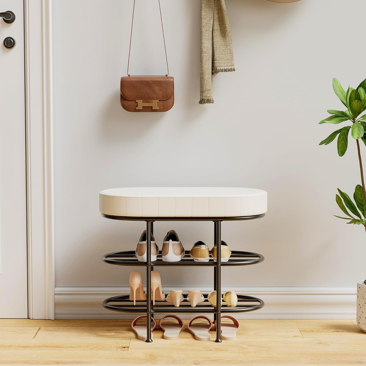 3-Tier Shoe Rack Bench, Entryway Storage Bench, Shoe Rack Bench for ...