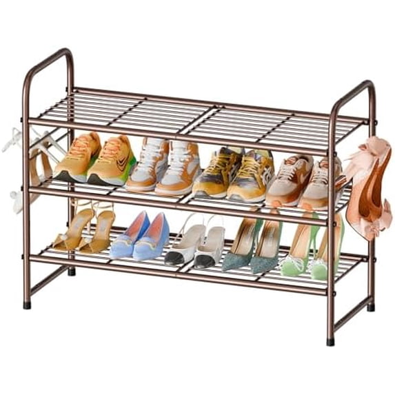 3 Tier Shoe Rack, Closet Metal Shoe Rack Organizer Heavy Duty ...