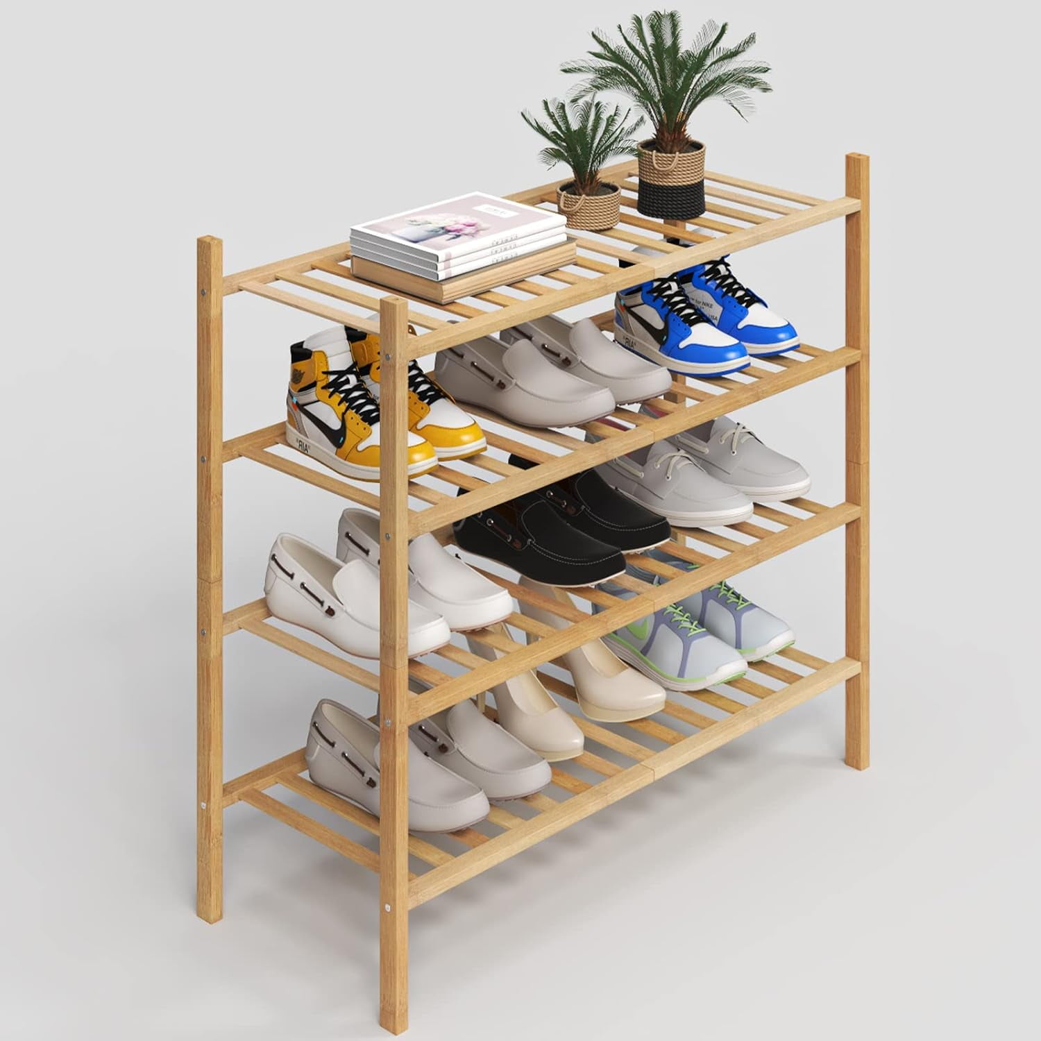 3-Tier Shoe Rack for Closet, Stackable Shoes Rack Organizer Free ...
