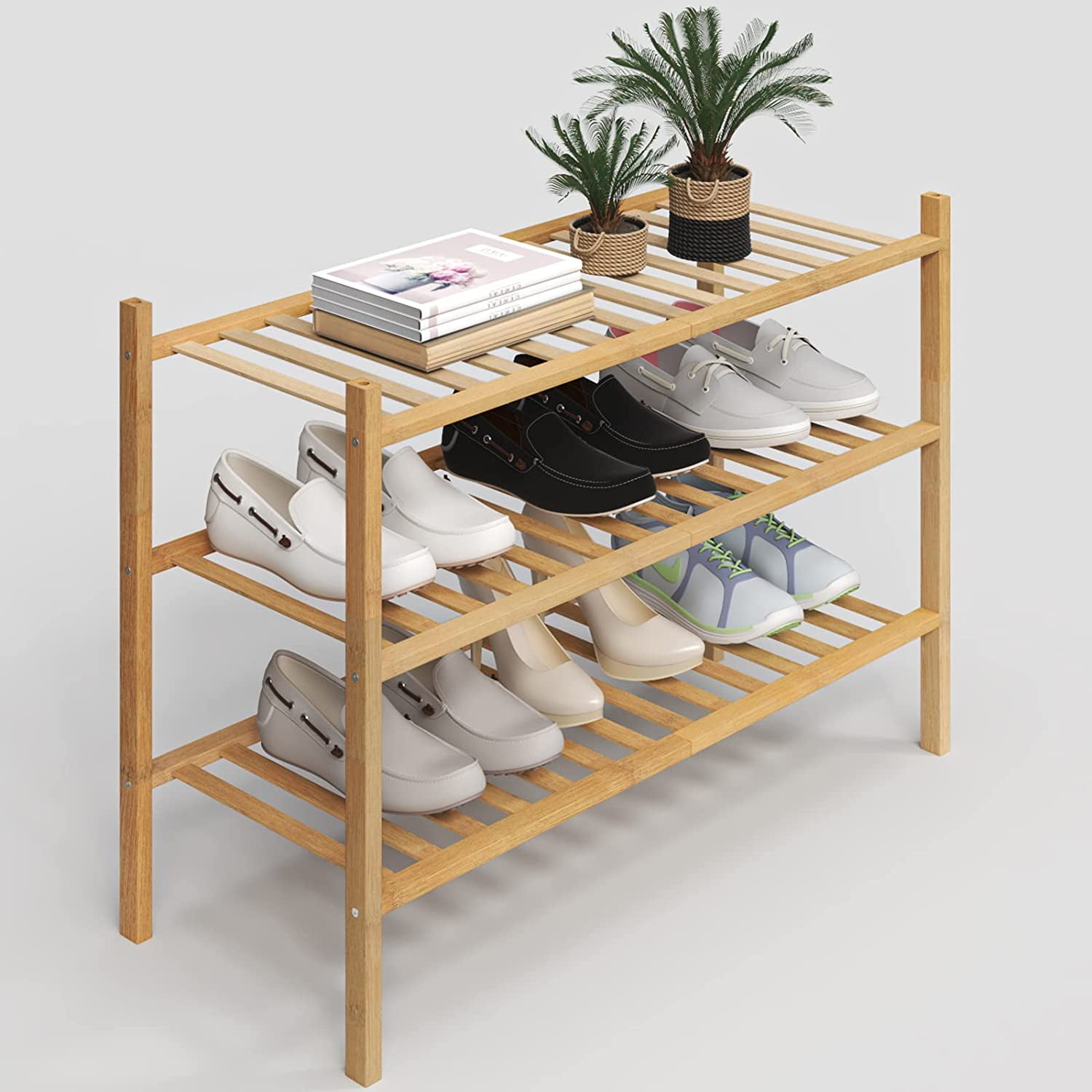 3-Tier Shoe Rack for Closet, Stackable Shoes Rack Organizer Free ...