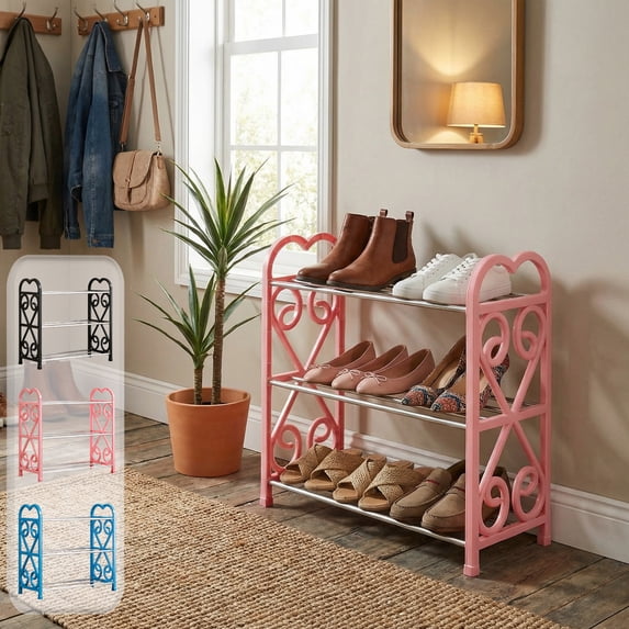 3 Tier Shoe Rack Organizer, Plastic Shoe Storage Shelf for Bedroom ...