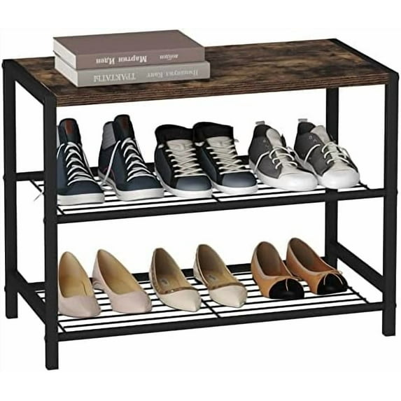 3-Tier Shoe Rack, Shoe Storage Shelf, Industrial Shoe Tower, Narrow ...
