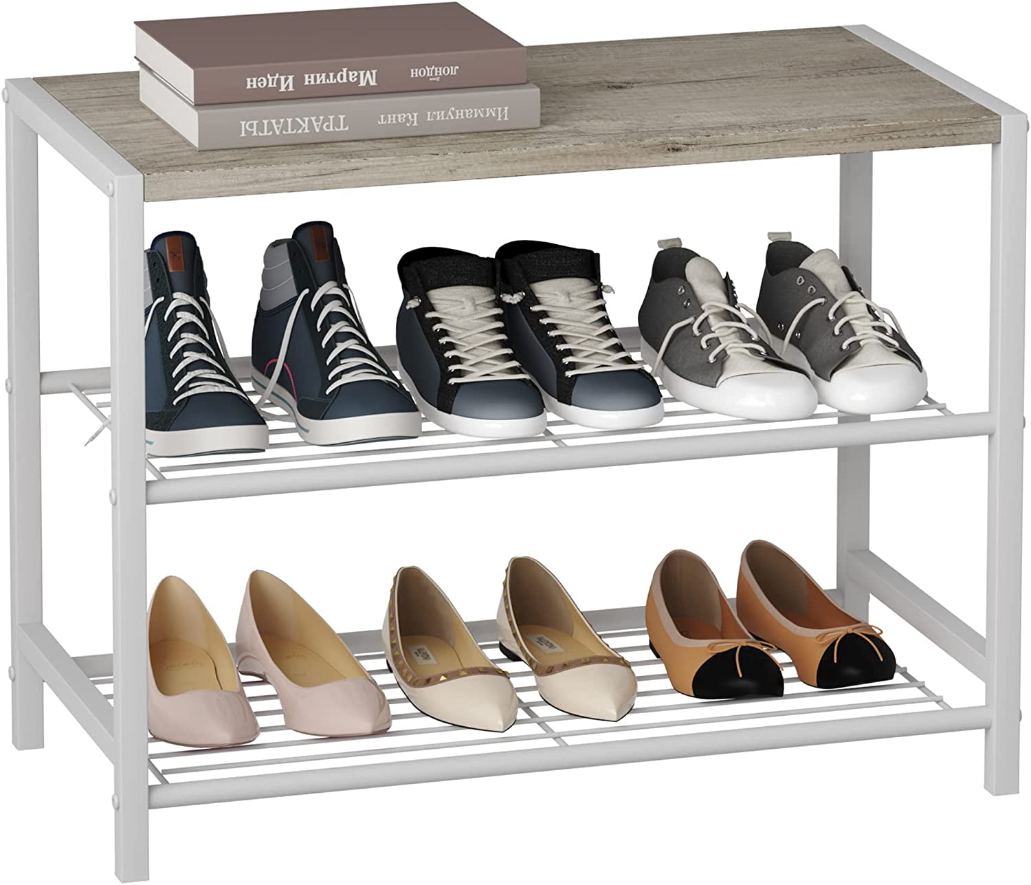 3-Tier Shoe Rack, Shoe Storage Shelf, Industrial Shoe Tower, Narrow ...