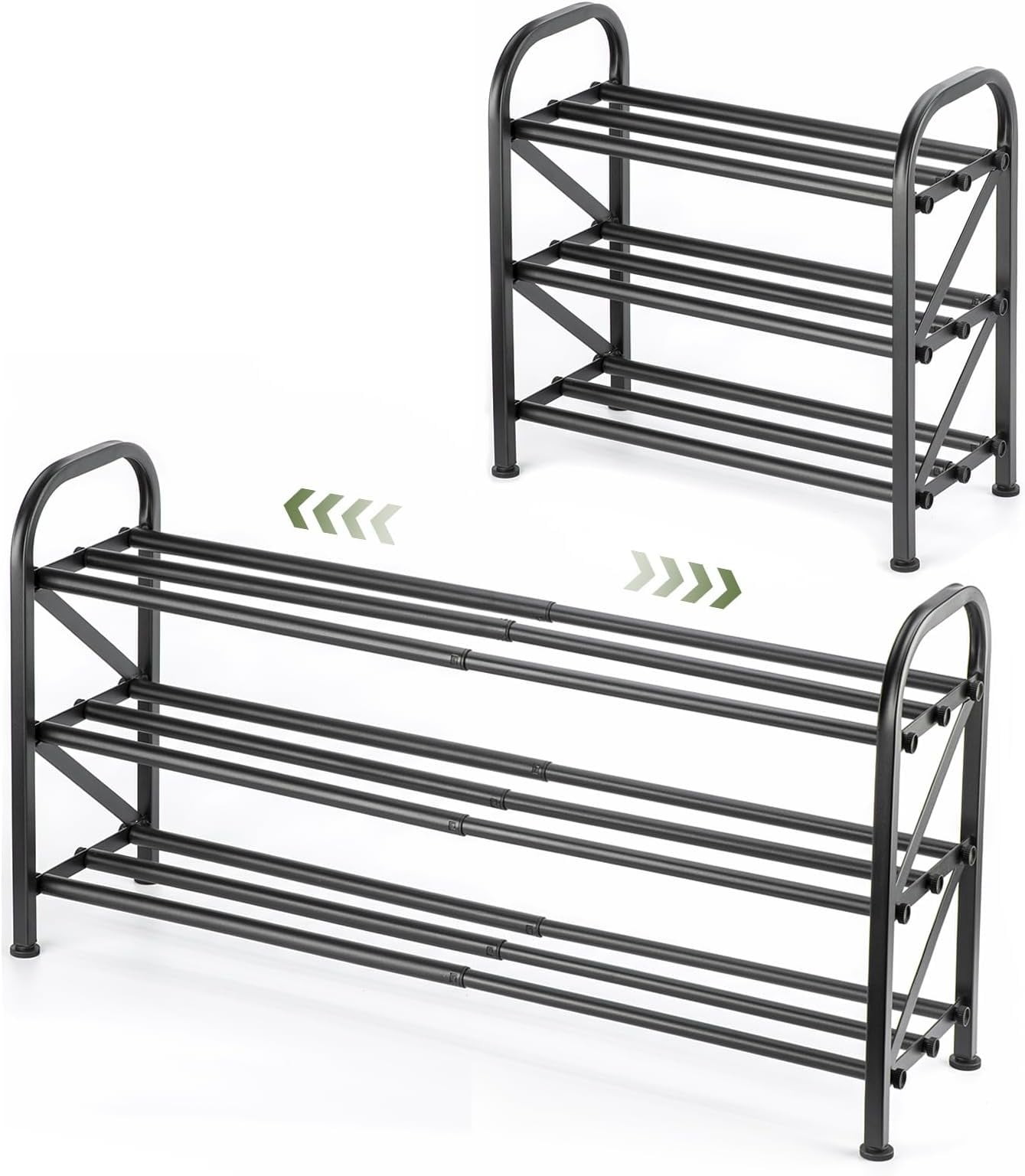 3-Tier Shoe Rack for Closet, 16"-33" Expandable ShoeRackAdjustable for ...