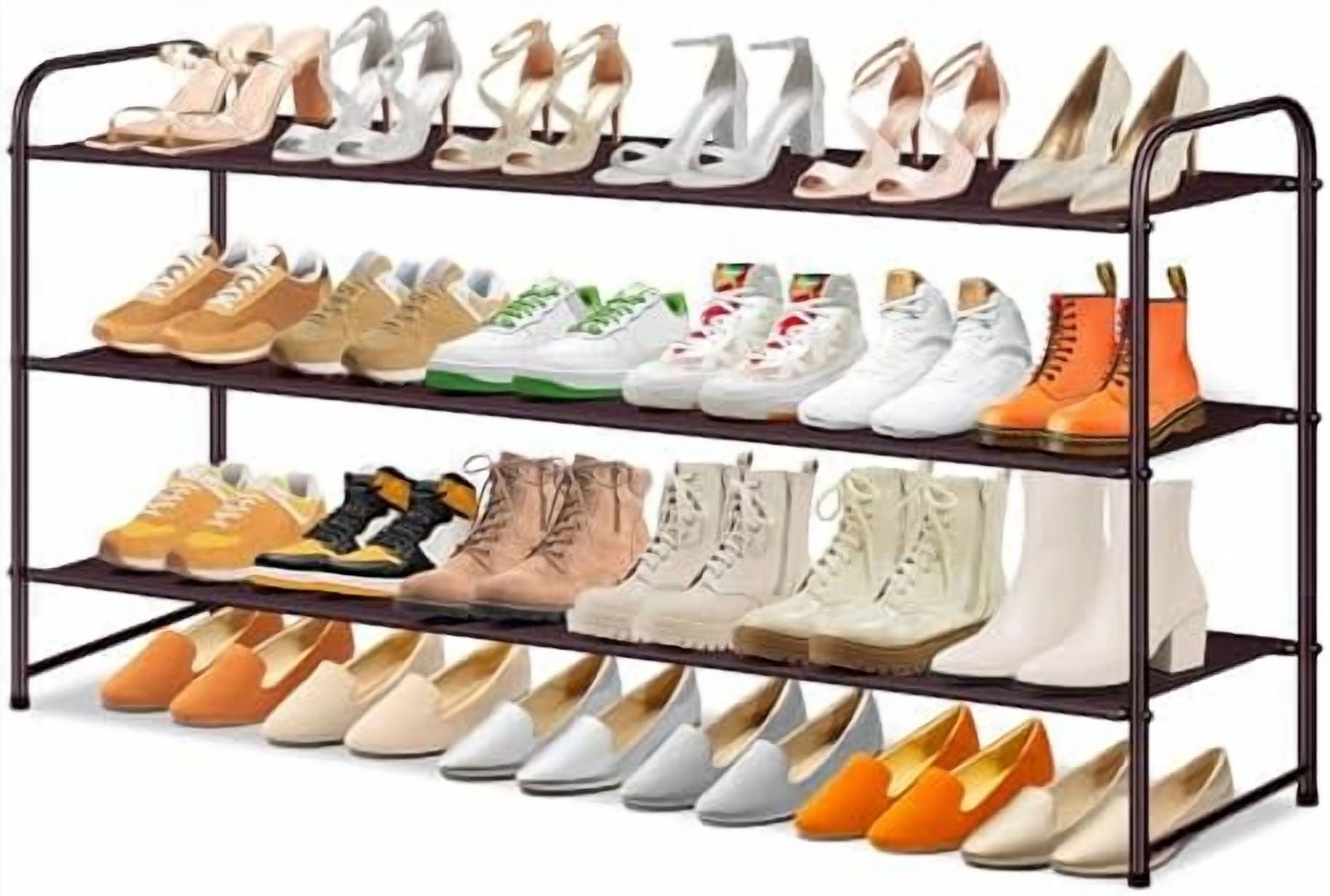 3-Tier Shoe Rack for Closet, Long Stackable Wide Shoe Organizer Holds ...
