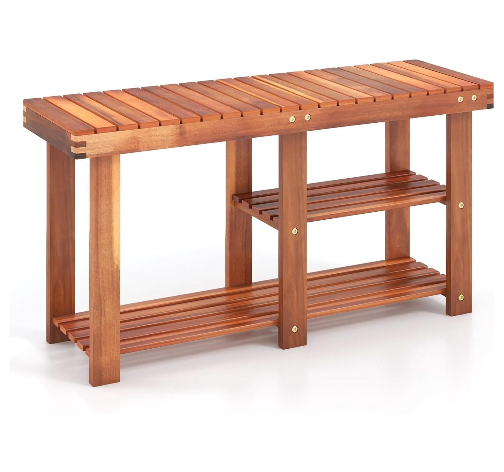 3-Tier Shoes Rack Bench, Entryway Storage Bench Shoes Organizer with ...