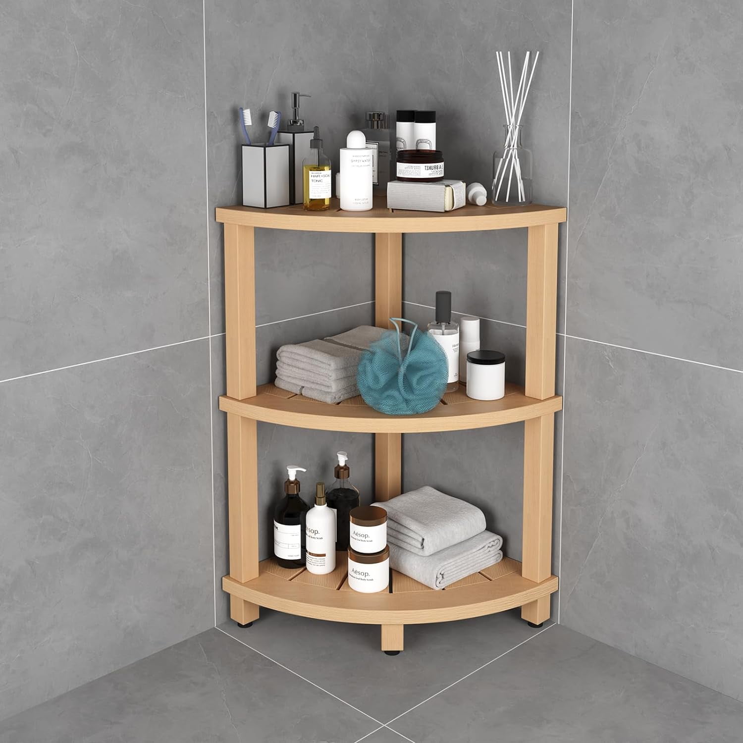 3-Tier Shower Corner Shelf PS Shower Caddy Stand Waterproof Bathroom ...
