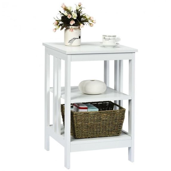 3-Tier Side Table End Table Nightstand with Open Storage Shelves ...