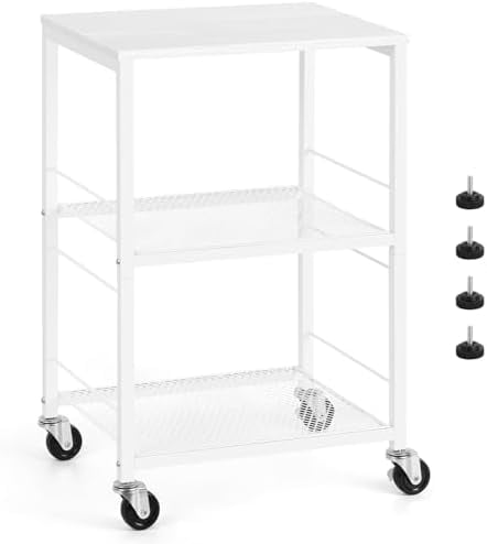 3 Tier Side Table with Wheels Black Rolling End Side Table Small with ...