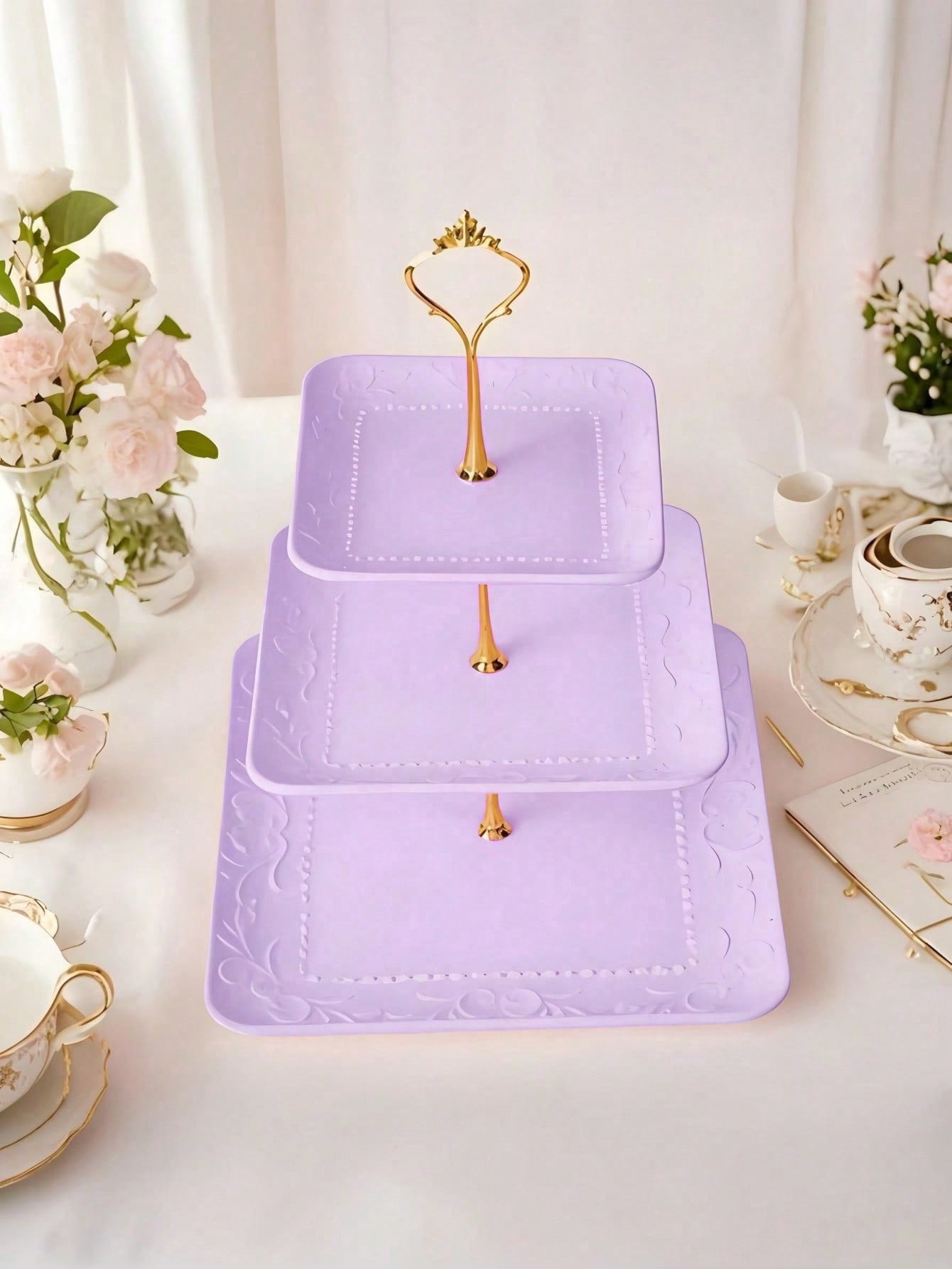 3-Tier & Single Layer Thick Plastic Cake Stand Display Plate For ...