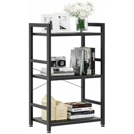 3 Tier Slim Bookshelf, Bookcase Shelf Storage Organizer, Modern Book ...