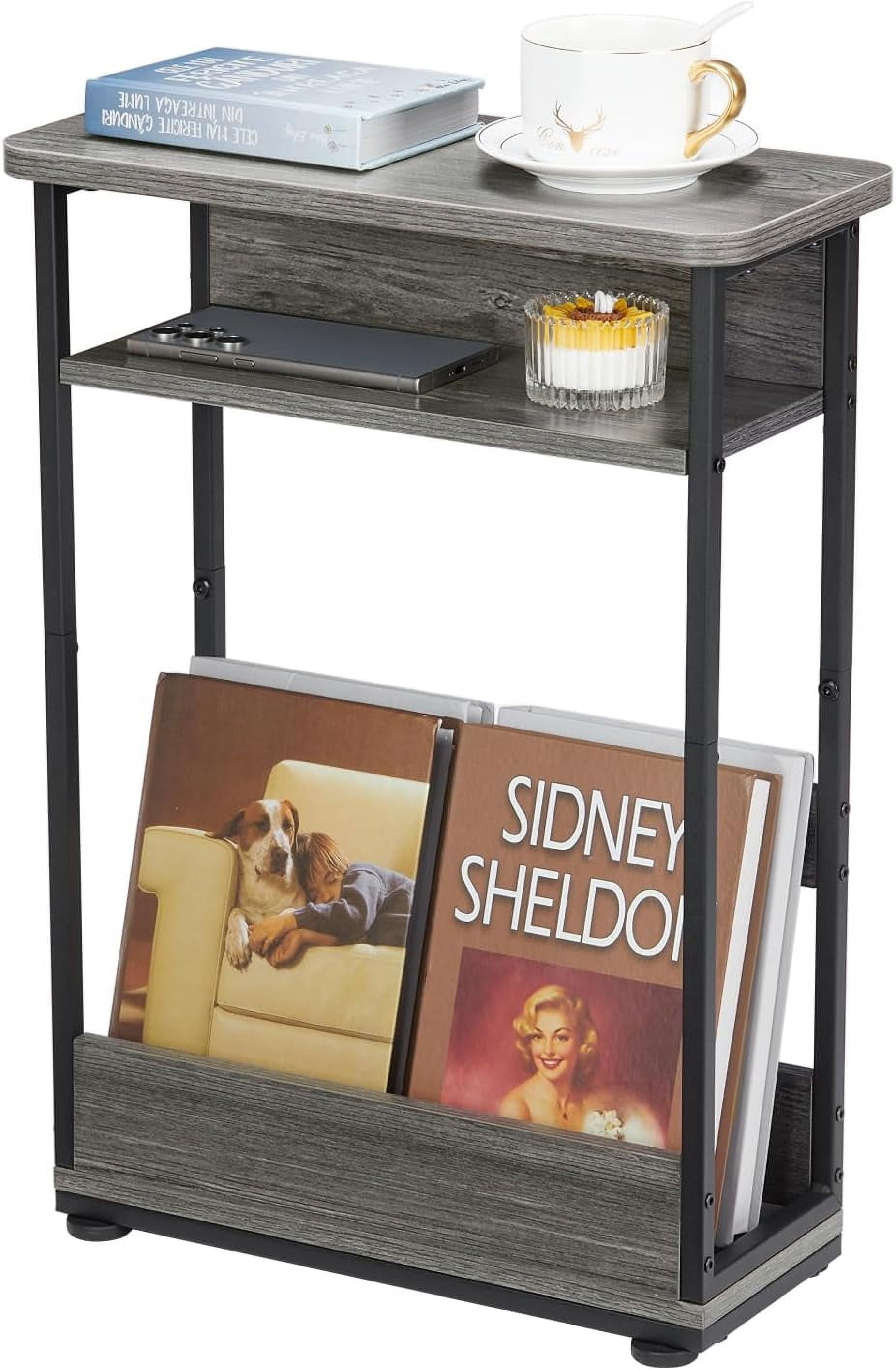 3-Tier Slim End Table with Storage Shelf,Modern Sofa Table Thin Side ...