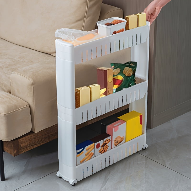 3-Tier Slim Fridge Gap Storage Rack - Space-Saving Organizer for ...