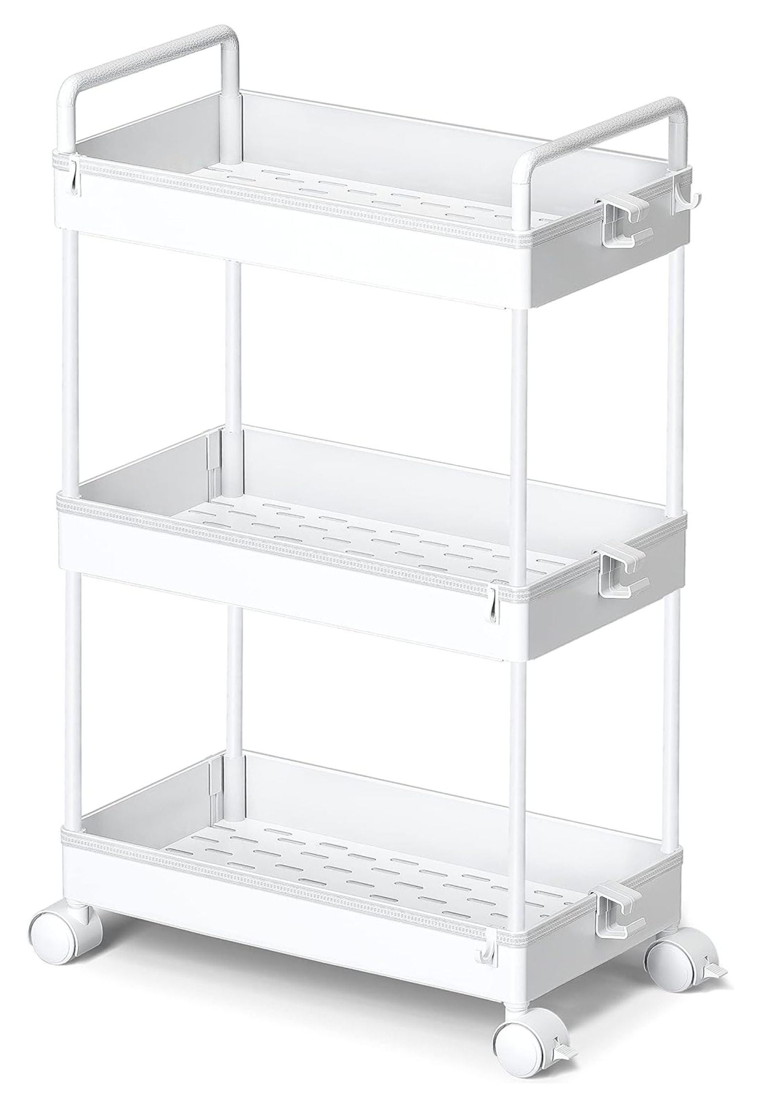 3 Tier Slim Rolling Cart with Wheels - Plastic Utility Cart Organizer ...