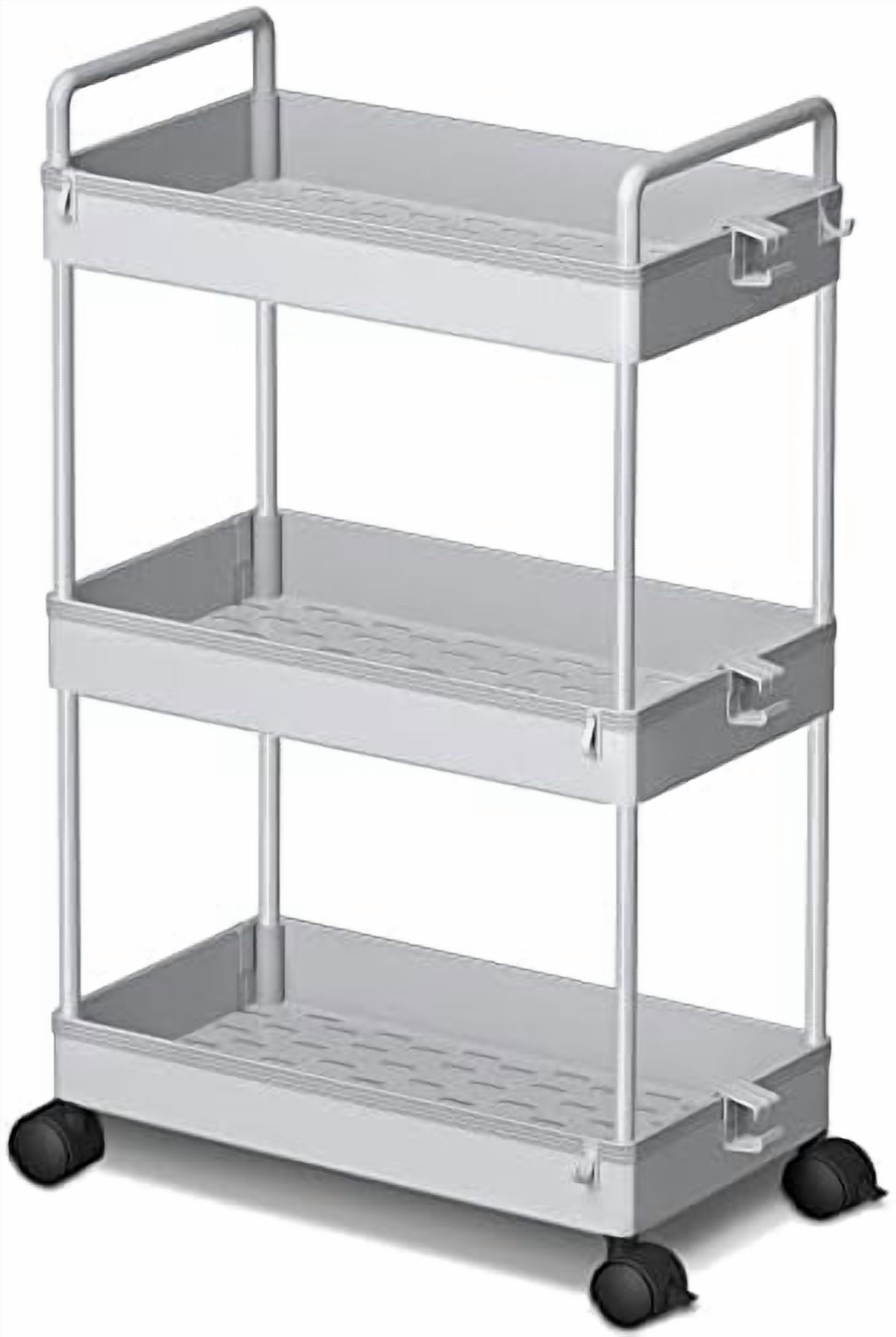 3 Tier Slim Rolling Storage Cart with Wheels Plastic Utility Cart ...