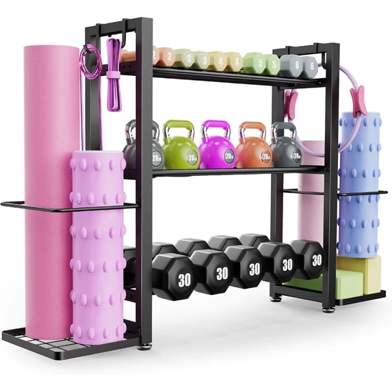 3-Tier Small Adjustable Dumbbell Rack, 450LBS Capacity Home Gym Weight ...