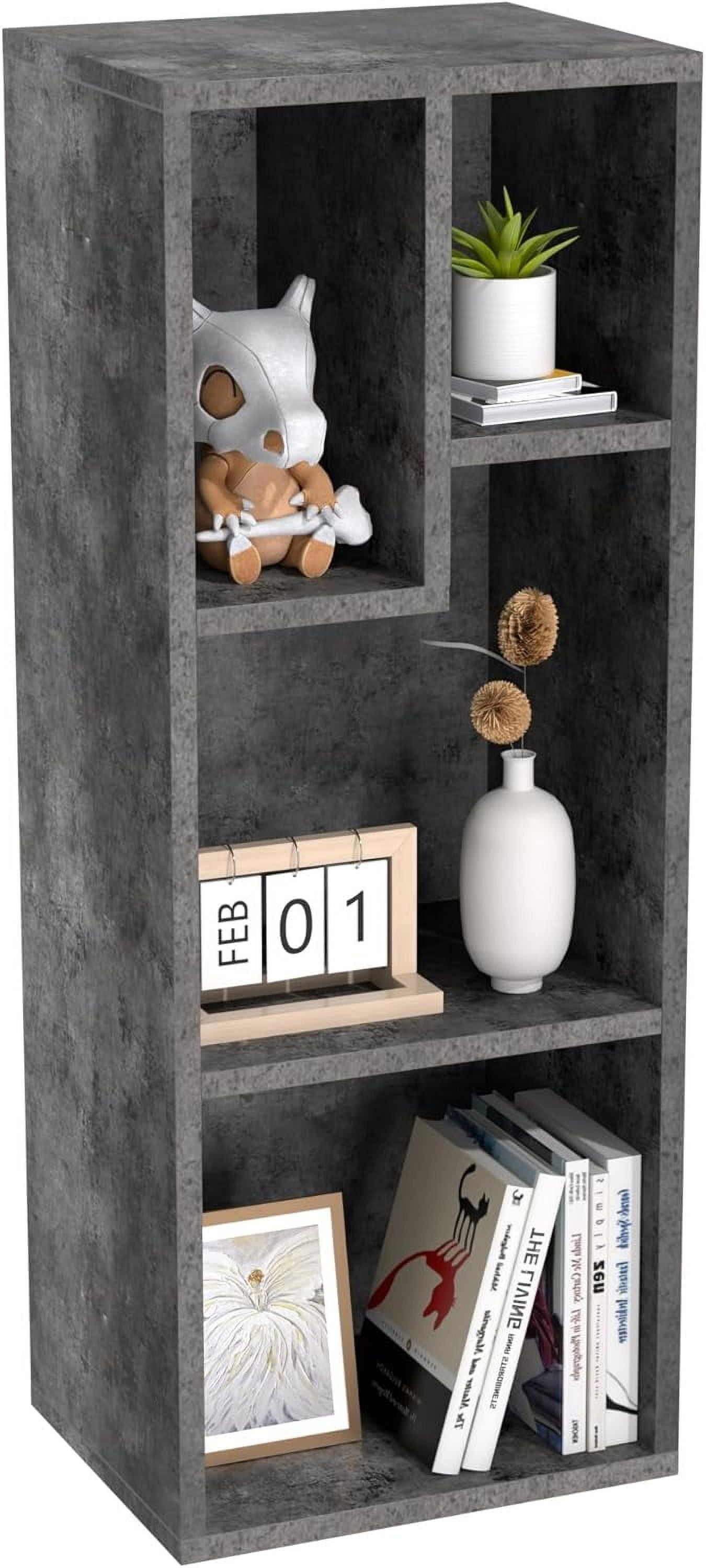 3-Tier Small Bookcase, 4 Cube Bookshelf with Height Difference Shelves ...