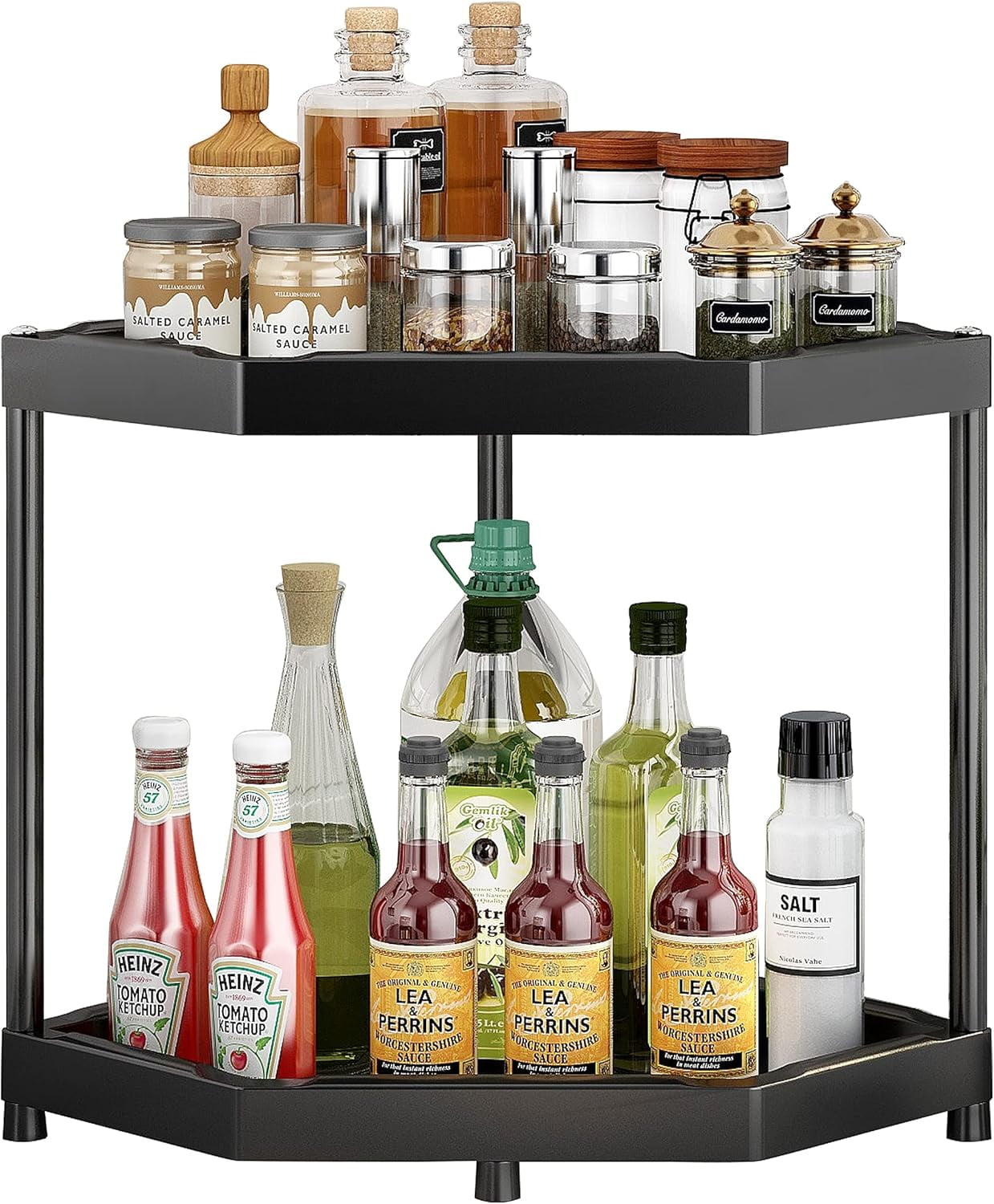 3 Tier Small Corner Bookshelf Kitchen Bathroom Standing Shelf Display ...