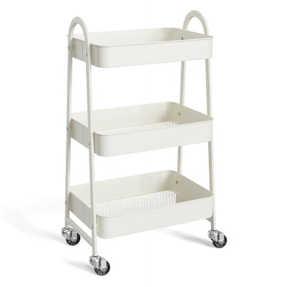 3 Tier Small Rolling Cart, Metal Utility Storage Organizer Kitchen ...