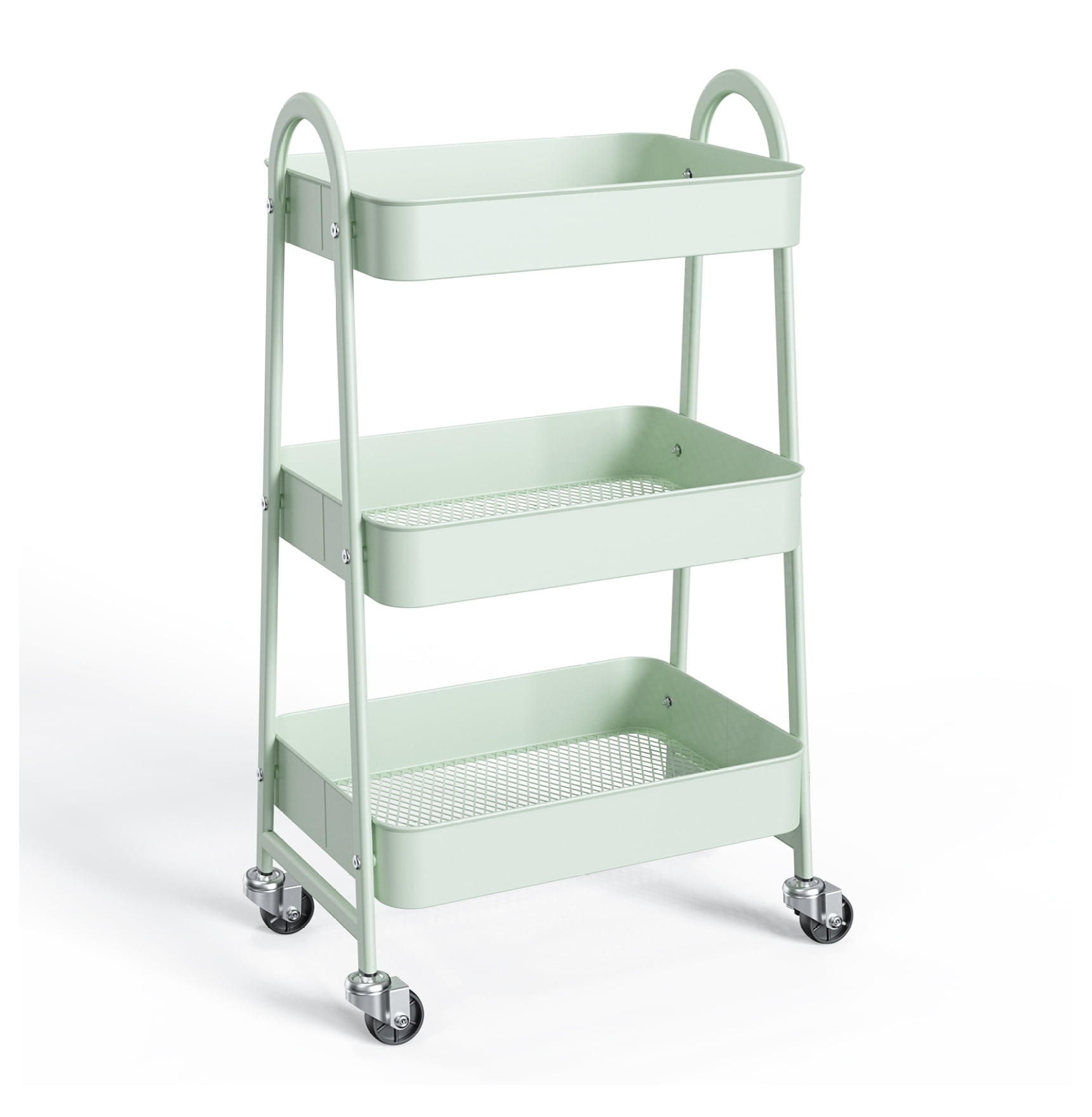3 Tier Small Rolling Cart, Metal Utility Storage Organizer Kitchen ...
