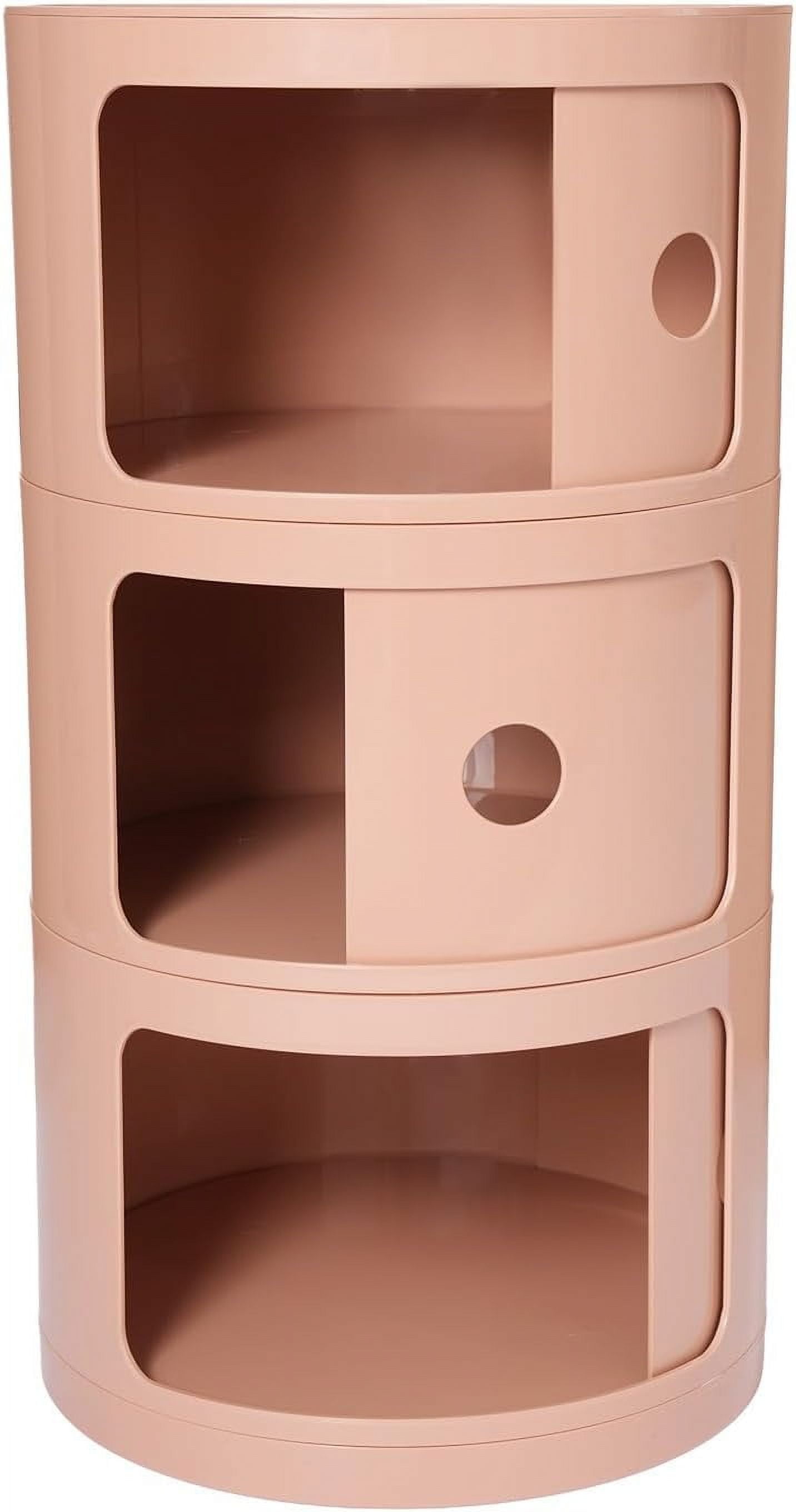 3 Tier Small Round Nightstand Modern Style Side Table with Drawers ...