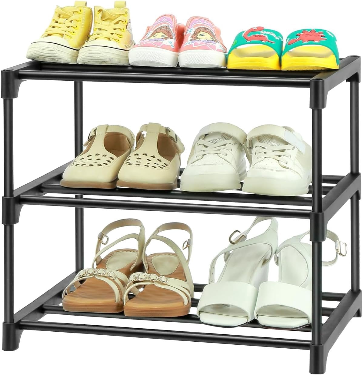 3-Tier Small Shoe Racks, Narrow Shoe Rack for 5-6 Pairs Shoe Storage ...