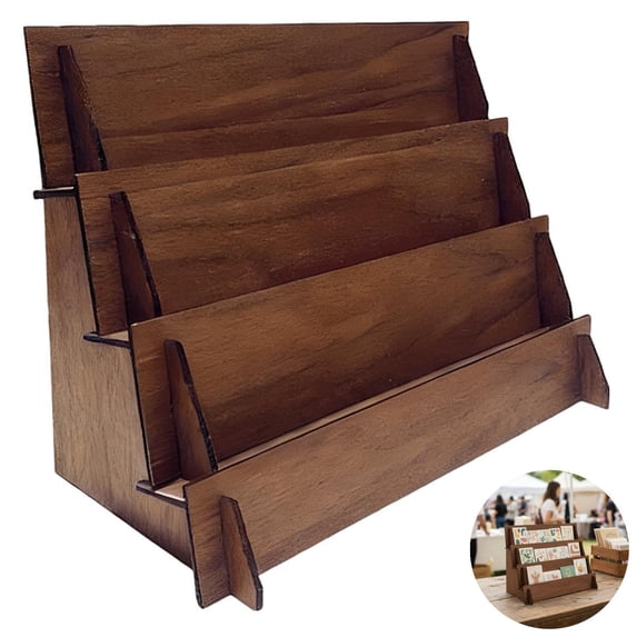 3-Tier Small Walnut Wooden Display, 15.7 X 7.7 X 11 In Craft Show Stand ...