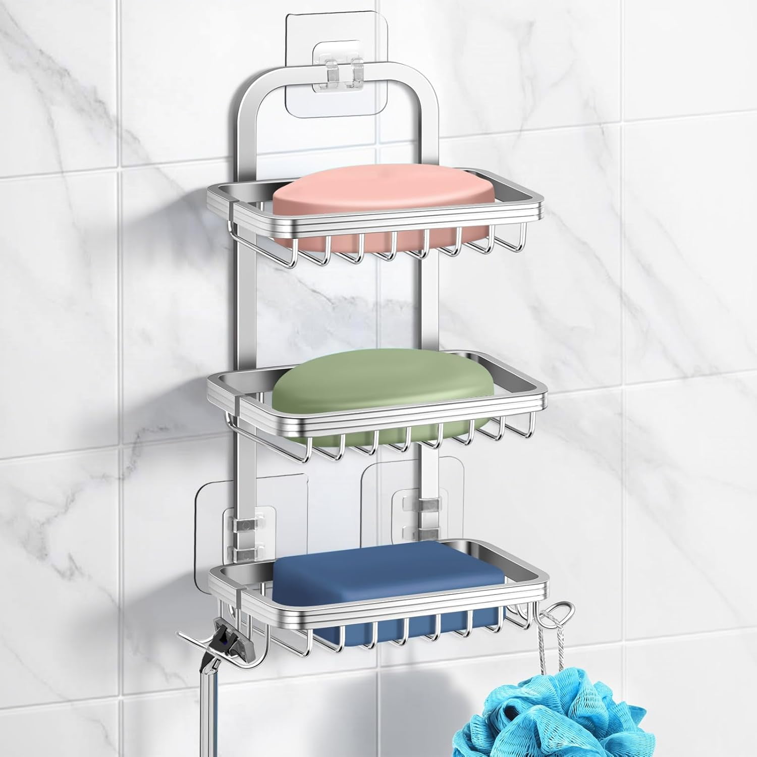 3 Tier Soap Bar Holder for Shower, Aluminum Wall Mounted Rustproof Soap ...