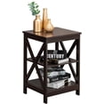 3 Tier Sofa Side End Table with Shelf, Wooden X-Design Chair Side Table ...