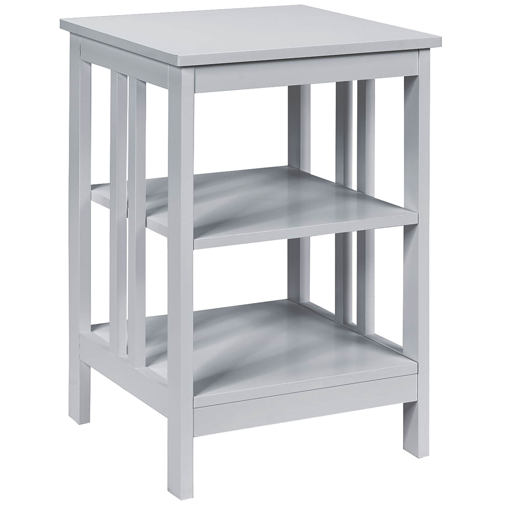 3-Tier Sofa Side Table with Stable Structure Storage Stand Grey ...