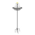3-Tier Solar Bird Bath Fountain, Glass Bowl Bird Feeder with Metal ...