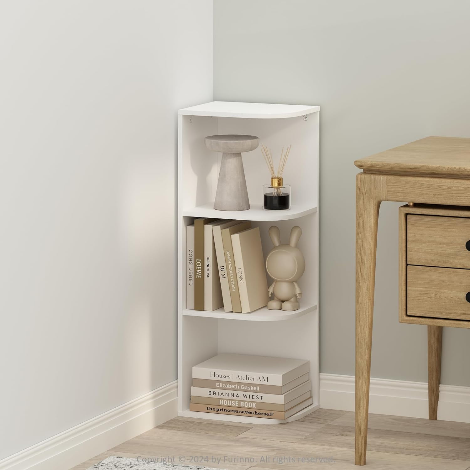 3-Tier Space Saving Corner Storage Display Shelf, White - Walmart.com