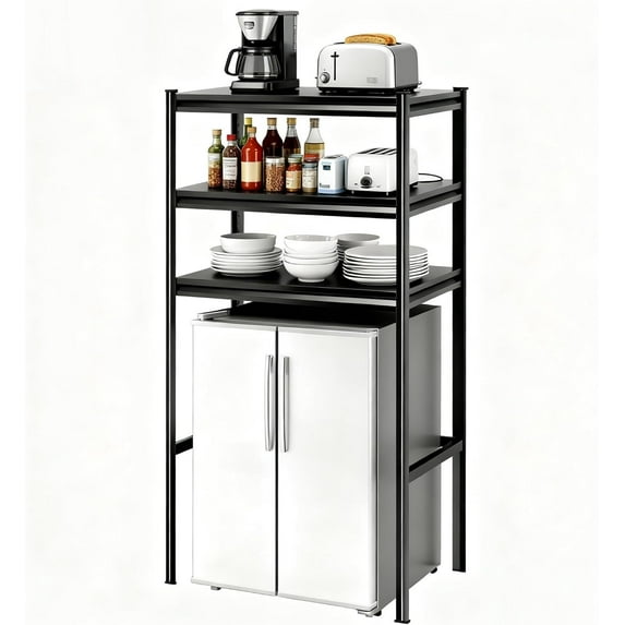 3-Tier Space Saving Refrigerator Shelf Organizer, Adjustable Metal ...