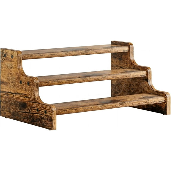 3-Tier Spice Rack, 13.8 Inch Wood Step Shelf Countertop Spice Storage ...