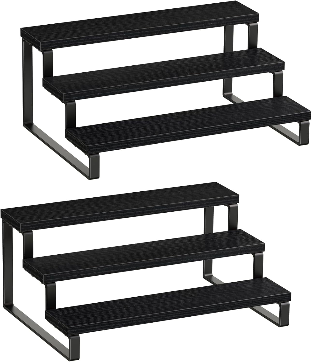 3 Tier Spice Rack, Set of 2 Spice Rack Cabinet Organizer Shelf, Wooden ...