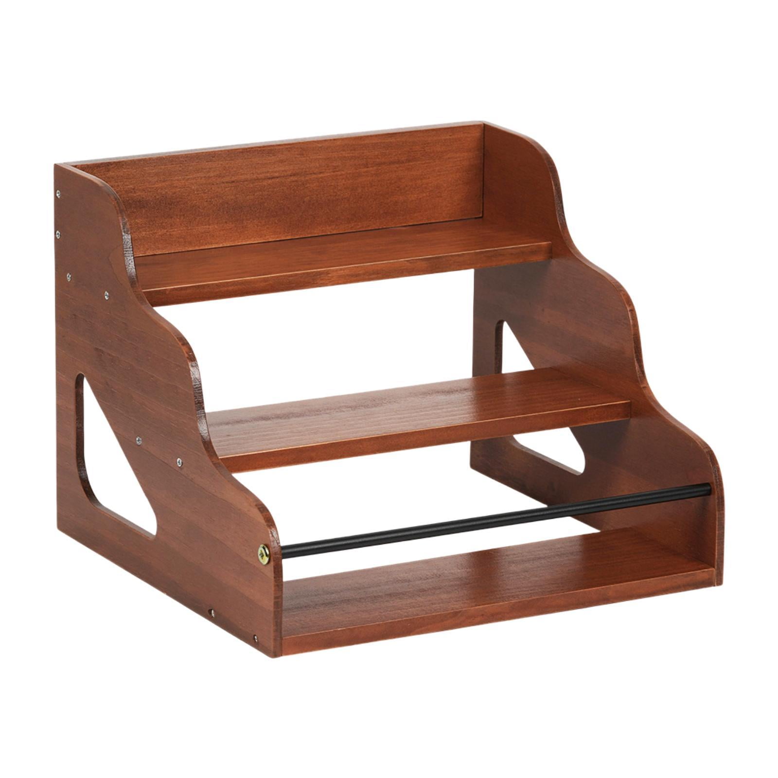 3 Tier Spice Rack Wooden Display Stand Storage Holder Rustic Design for ...
