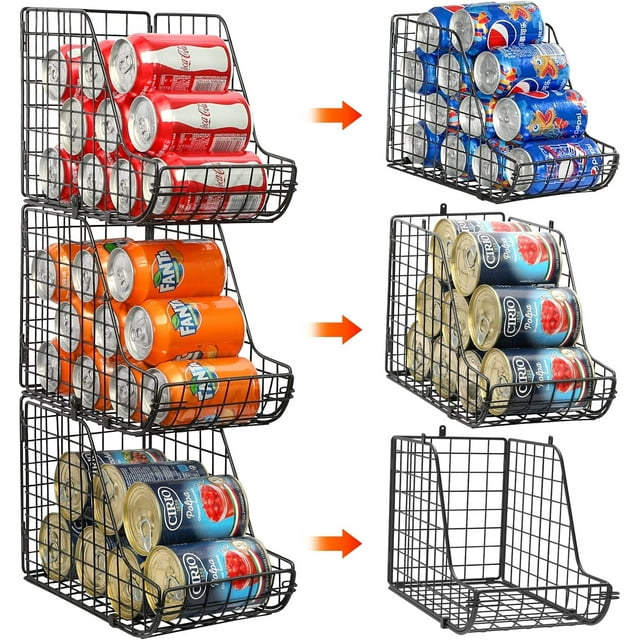 3 Tier Stackable Can Organizer for Pantry, X-cosrack Standing Dispenser ...