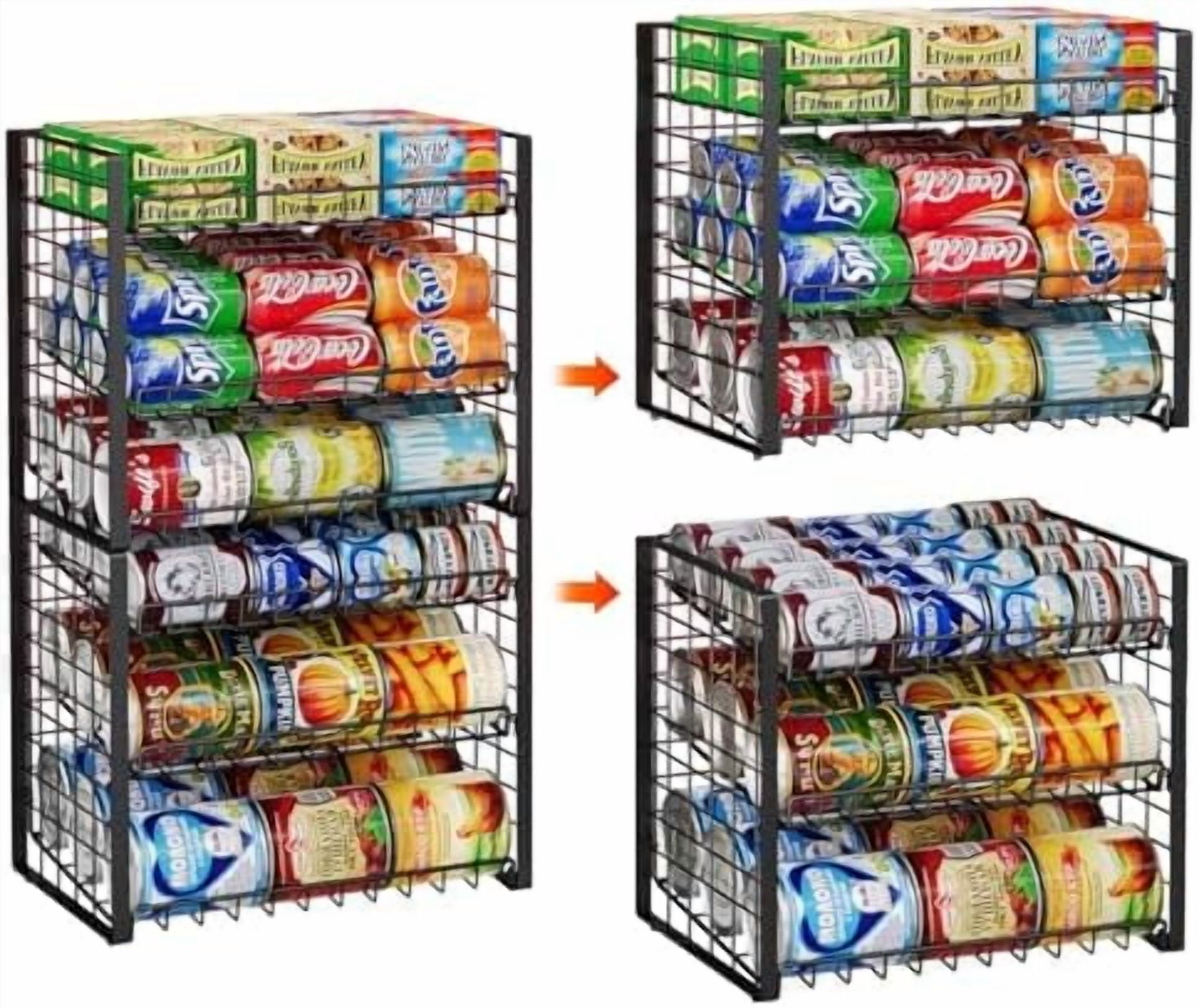 3-Tier Stackable Can Rack Organizer for Pantry, Adjustable Can Storage ...