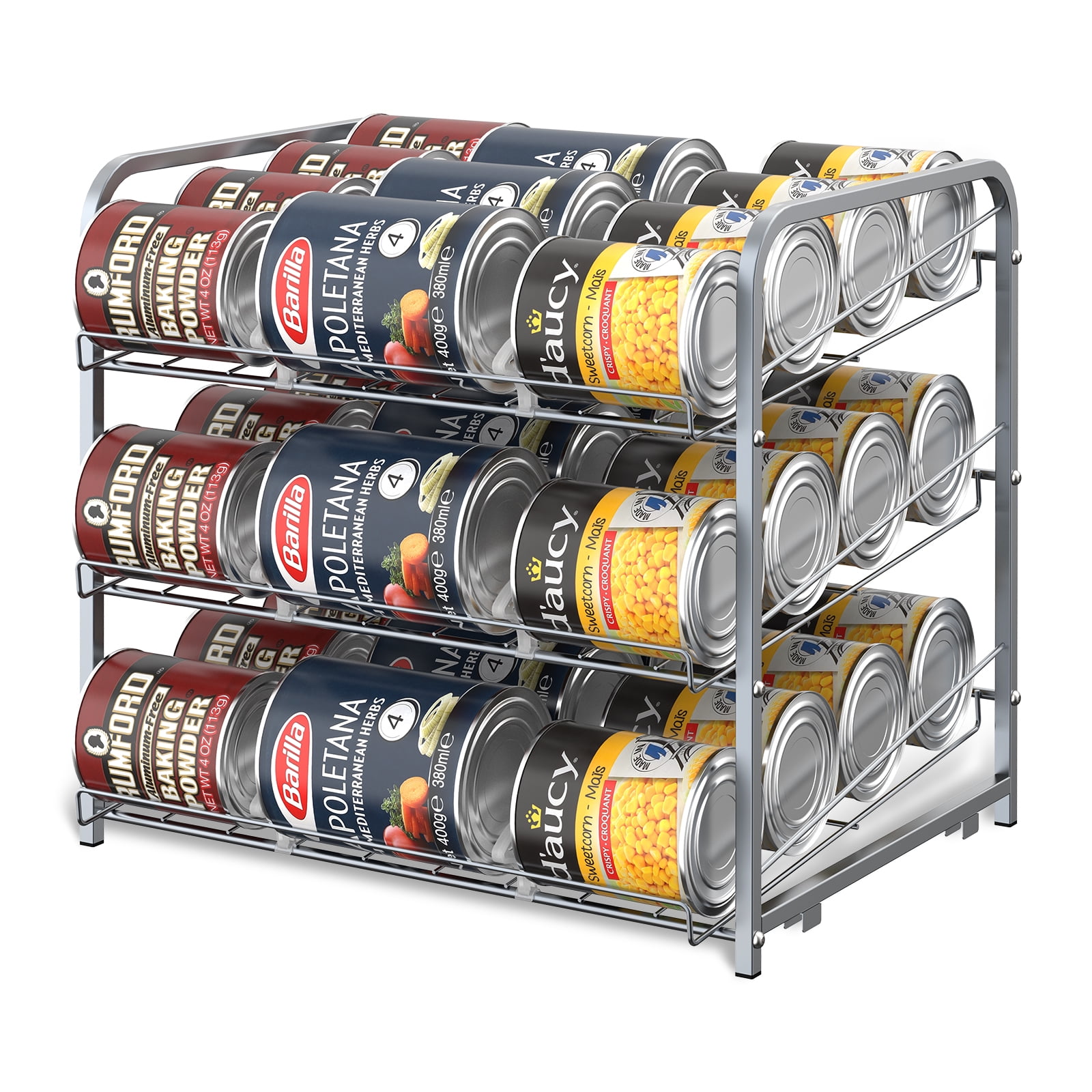 3-Tier Stackable Can Rack Organizer Storage Soda Cola Holder, Silver ...