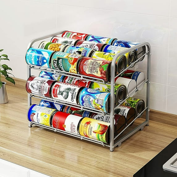 3 Tier Stackable Can Rack Organizer for food storage kitchen cabinets ...