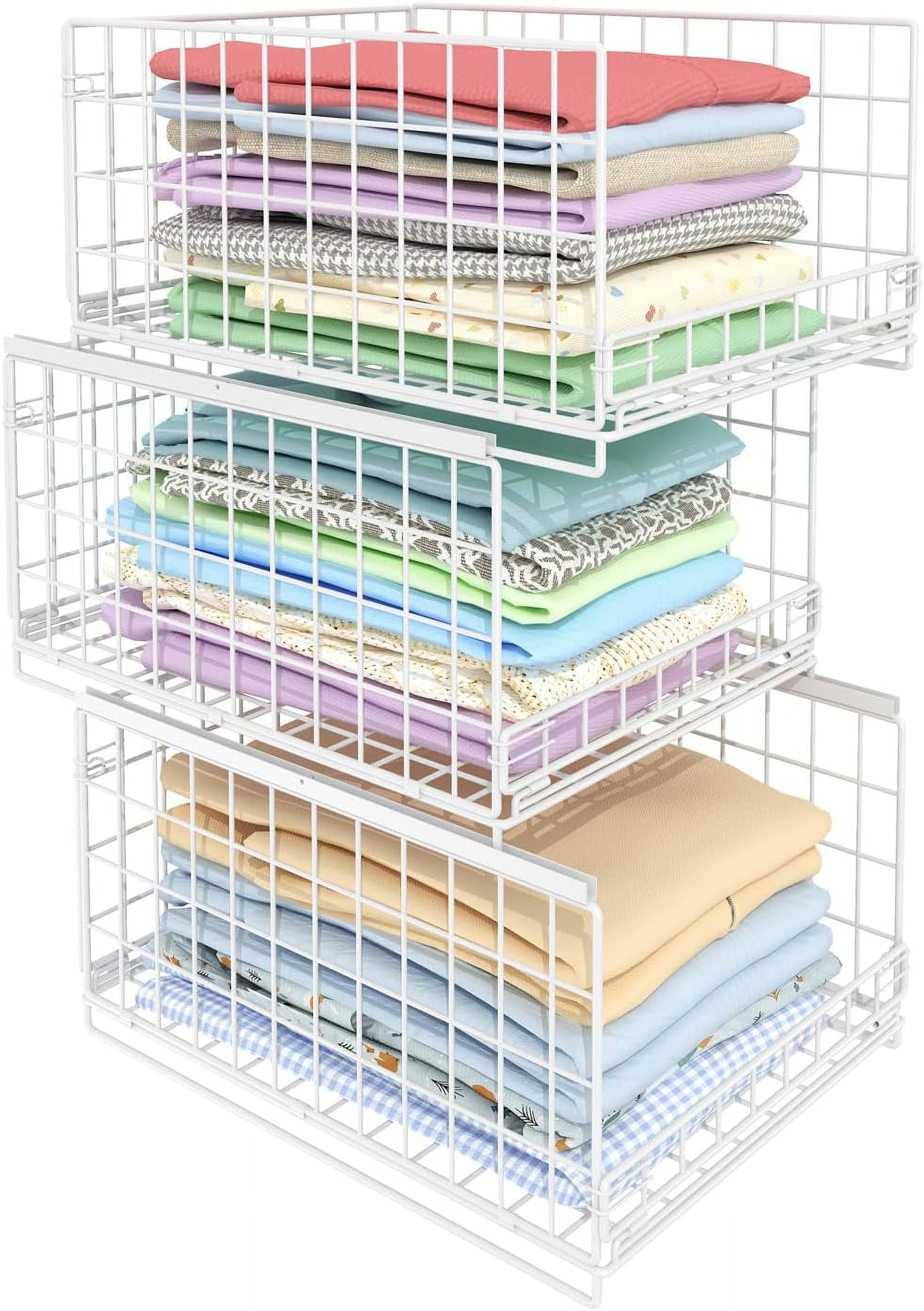 3-Tier Stackable Closet Organizers and Drawer Storage Shelves - Sliding ...